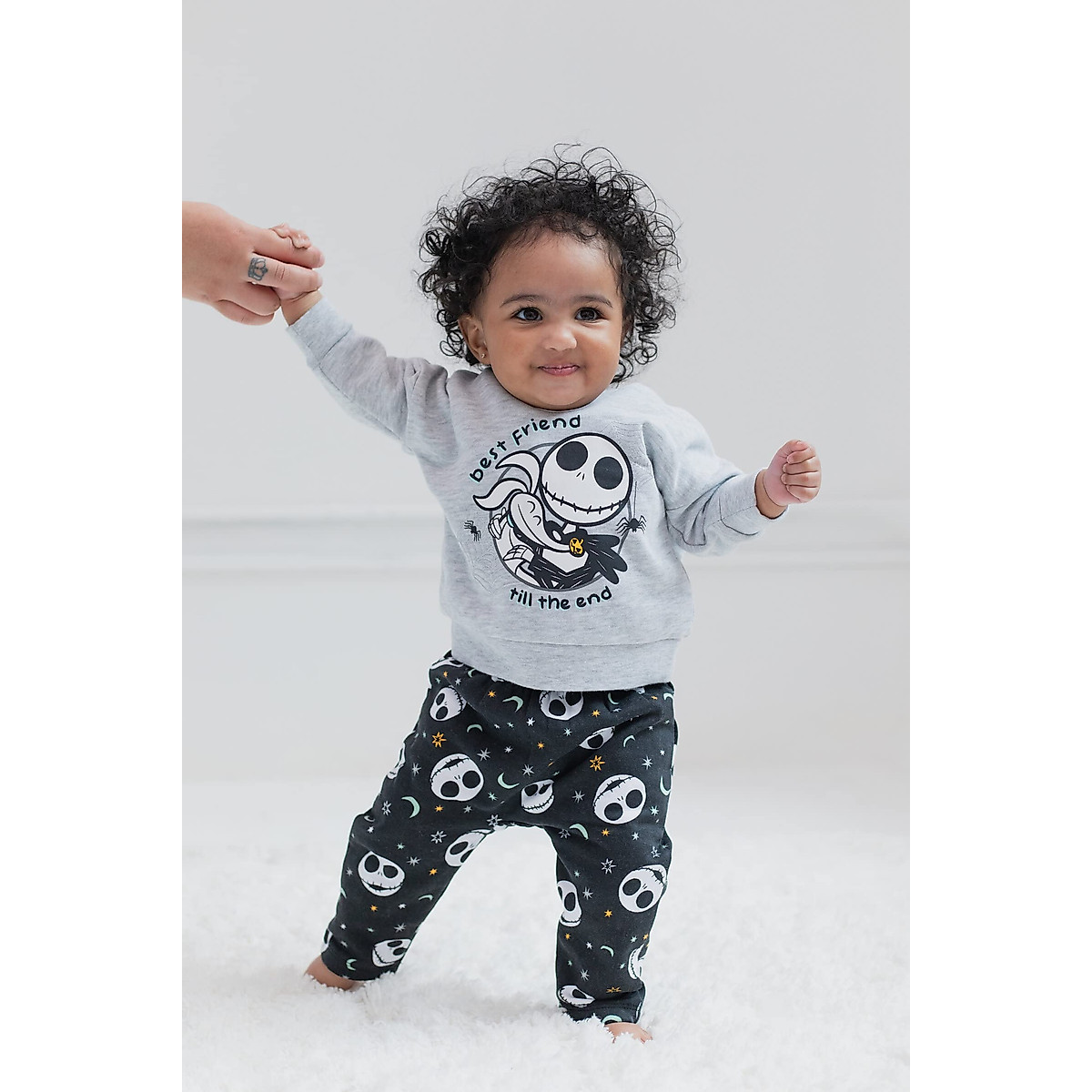 Disney Nightmare Before Christmas Infant Baby Boys or Girls Fleece Hoodie Bodysuit and Pants 3 Piece Outfit Set 18 Months