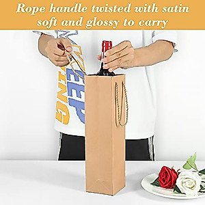 HRX Package Premium Kraft Paper Wine Gift Bags with Handles, 12PCS Sturdy Single Bottle Wine Holder Tote Bag for Christmas, Party, Shopping, Retail Merchandise (Brown)