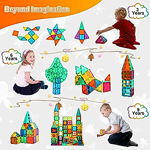 Bmag 130PCS Magnetic Tiles Building Blocks, 3D Magnet Blocks Construction Playboards for Kids Toddlers, Educational STEM Preschool Toys for Boys Girls with 2 Cars