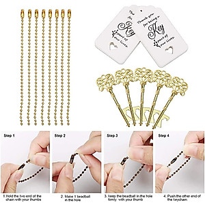 WODEGIFT 20 PCS Key Bottle Openers,Vintage Skeleton Key Bottle Opener,Wedding Favors Bottle Opener with 20Pcs Tag Cards and 20Pcs Key Chains(Gold）