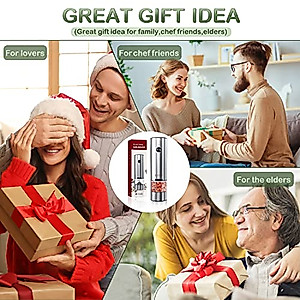 Electric Salt and Pepper Grinder,Black Pepper Grinder Refillable Sea Salt Grinder with LED Light Adjustable Coarseness Pepper MillsUSB Rechargeable One Hand Gravity Salt Grinder