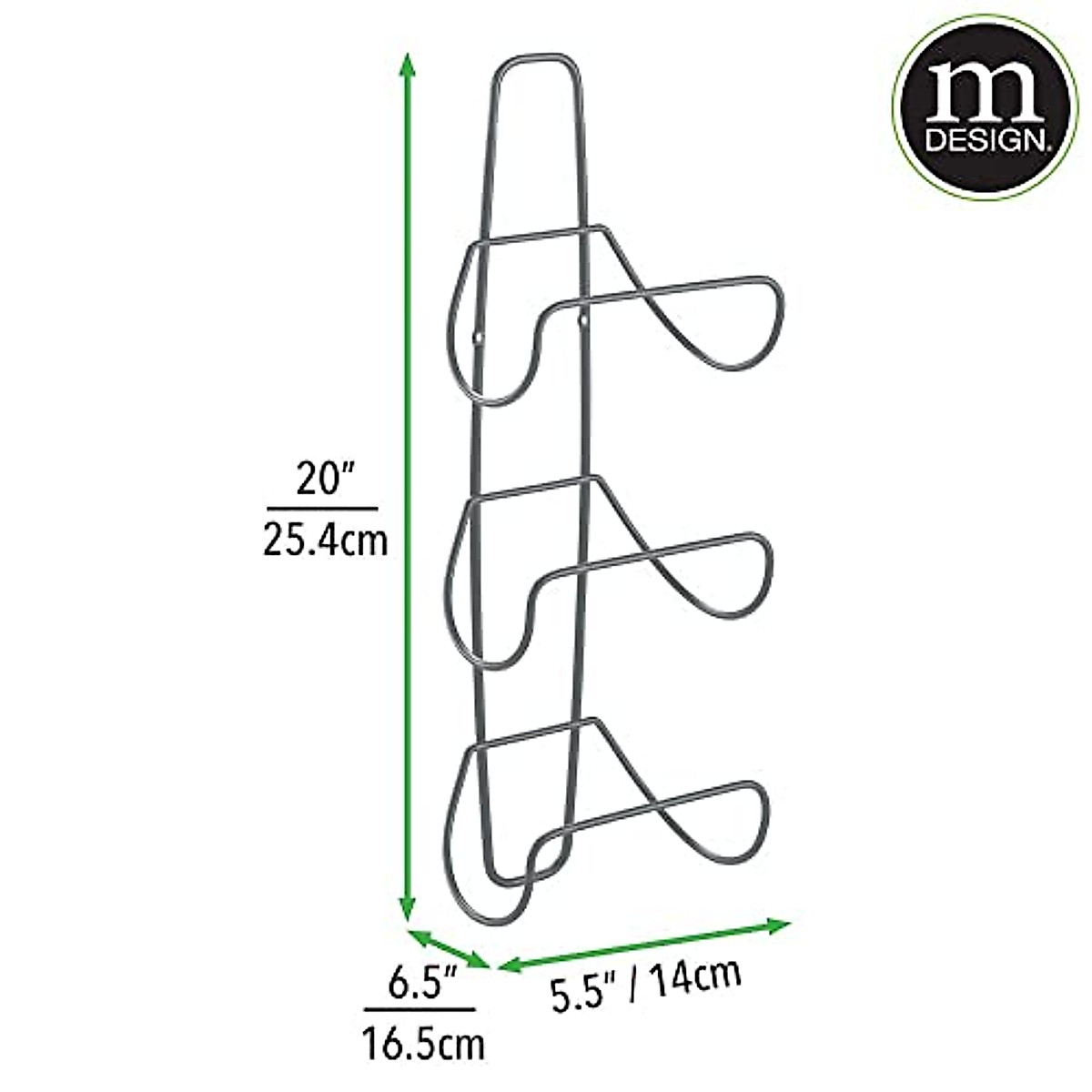 mDesign Metal Wall Mount 3 Level Bathroom Towel Rack Holder & Organizer - for Storage of Washcloths, Hand Towels - Use in Guest, Master, Kid's Bathrooms - 2 Pack - Graphite Gray
