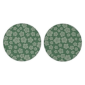 Floral Spring Green 2.75 x 2.75 Ceramic Car Coasters Pack of 2