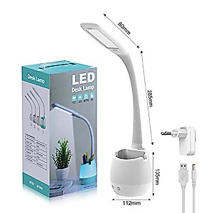 ERAY Kids Desk Lamp LED Study 2000mAh Rechargeable Desk Light with Pen Holder/ 8 Colors Night Light/ 3 Brightness Levels/Touch Control, Dimmable Table Lamp for Boys & Girls Eye-Caring Reading