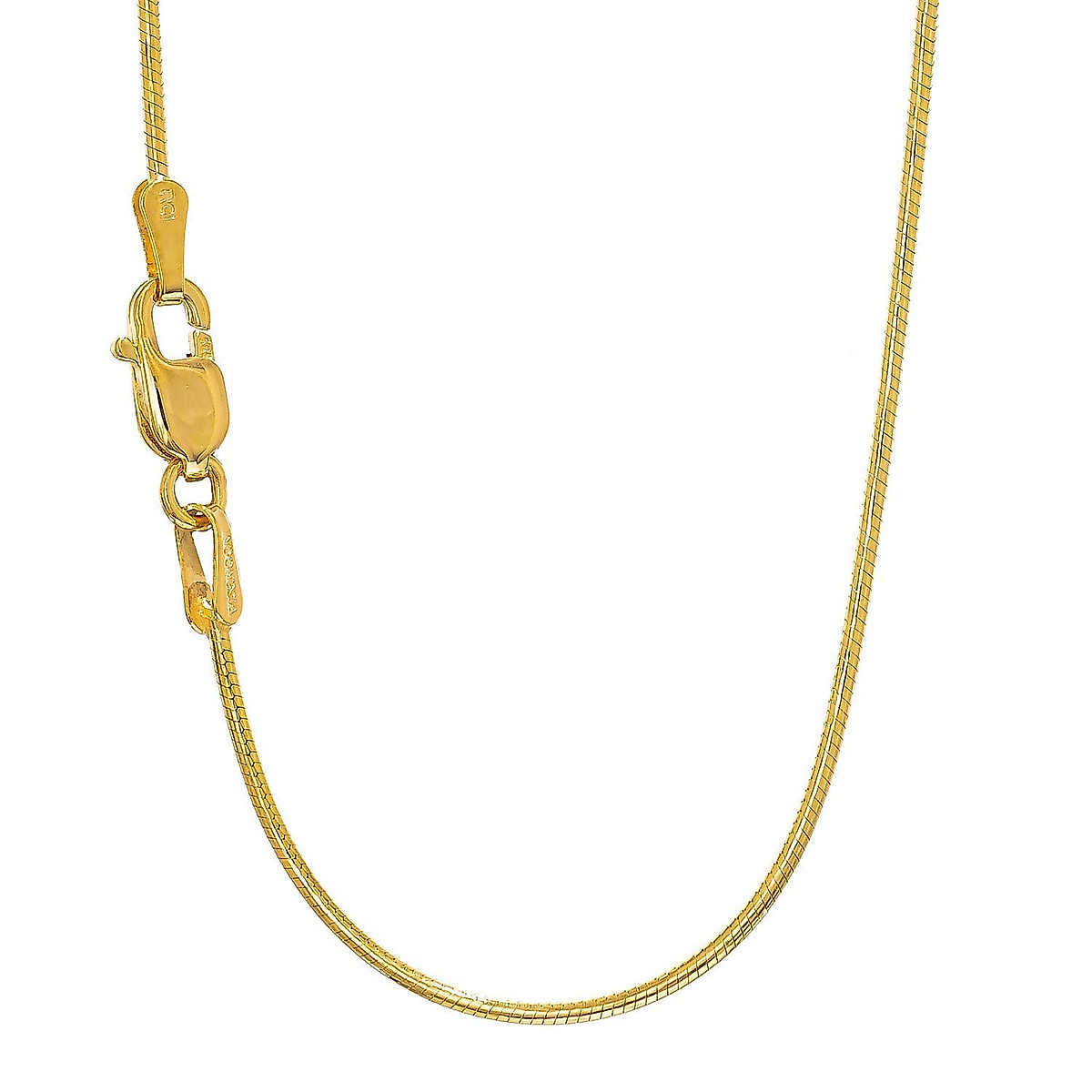 The Diamond Deal 14K Yellow Gold 0.7mm Shiny Classic Round Snake Chain Necklace for Pendants and Charms with Lobster-Claw Clasp (16" 18" or 20 inch)