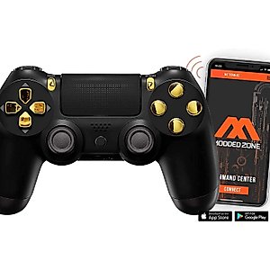 MODDEDZONE Black/Gold PRO Smart Rapid Fire Modded Controller compatible with PS4 Mods for FPS All Major Shooter Games Warzone & More (CUH-ZCT2U)