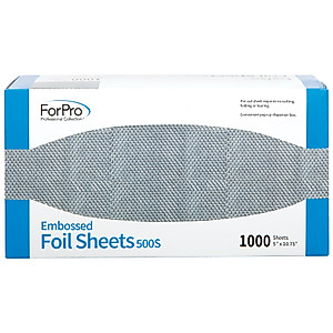 ForPro Professional Collection Embossed Foil Sheets 500S, Aluminum Foil, Pop-Up Foil Dispenser, Hair Foils for Color Application and Highlighting Services, Food Safe, 5" W x 10.75" L, 1000-Count