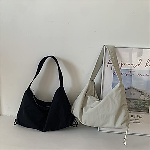 Large Capacity Nylon Shoulder Bag for Women and Men Vintage Solid Soft Tote Shoulder Bag Harajuku Streetwear