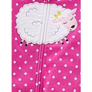 Simple Joys by Carter's Baby Girls' 3-Pack Loose Fit Flame Resistant Fleece Footed Pajamas, Blue Elephant/Navy Monster/Pink Dots, 24 Months