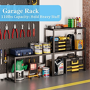 Expandable Metal Storage Shelves, 110LBS Heavy Duty Shelving Units and Storage For Pots Pans Small Appliances, Adjustable Metal Storage Shelf Rack For kitchen Cabinets Closet Pantry Warehouse Garage