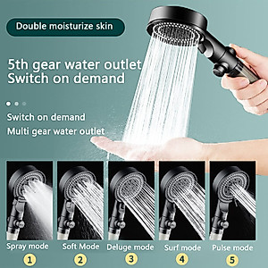 High Pressure Handheld Shower Head With Carbon Filter, 5 Spray Modes Showers, Hard Water Softener Filtered Showerhead For Luxury Shower