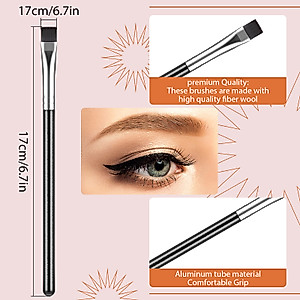 Nuogo 12 Pieces Flat Eyeliner Eyebrow Concealer Brush Flat Definer Eyebrow Brush Firm Stiff Thin Synthetic Bristle Concealer Brush Eyeliner Brush Applicator with Gel Powder Cream Cake Makeup for