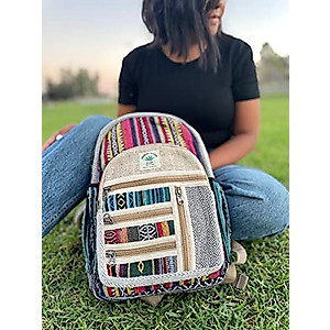 Small cotton and hemp backpack, trekking backpack, traveling backpack, Nepali backpack, Himalayan backpack(BAG-001-SM)