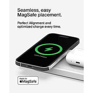 Belkin MagSafe 3-in-1 Wireless Charging Pad - Fast Wireless Charging for Apple Watch, iPhone 15, iPhone 14, iPhone 13, & iPhone 12 Series, & AirPods - Charging Station for Multiple Devices - White