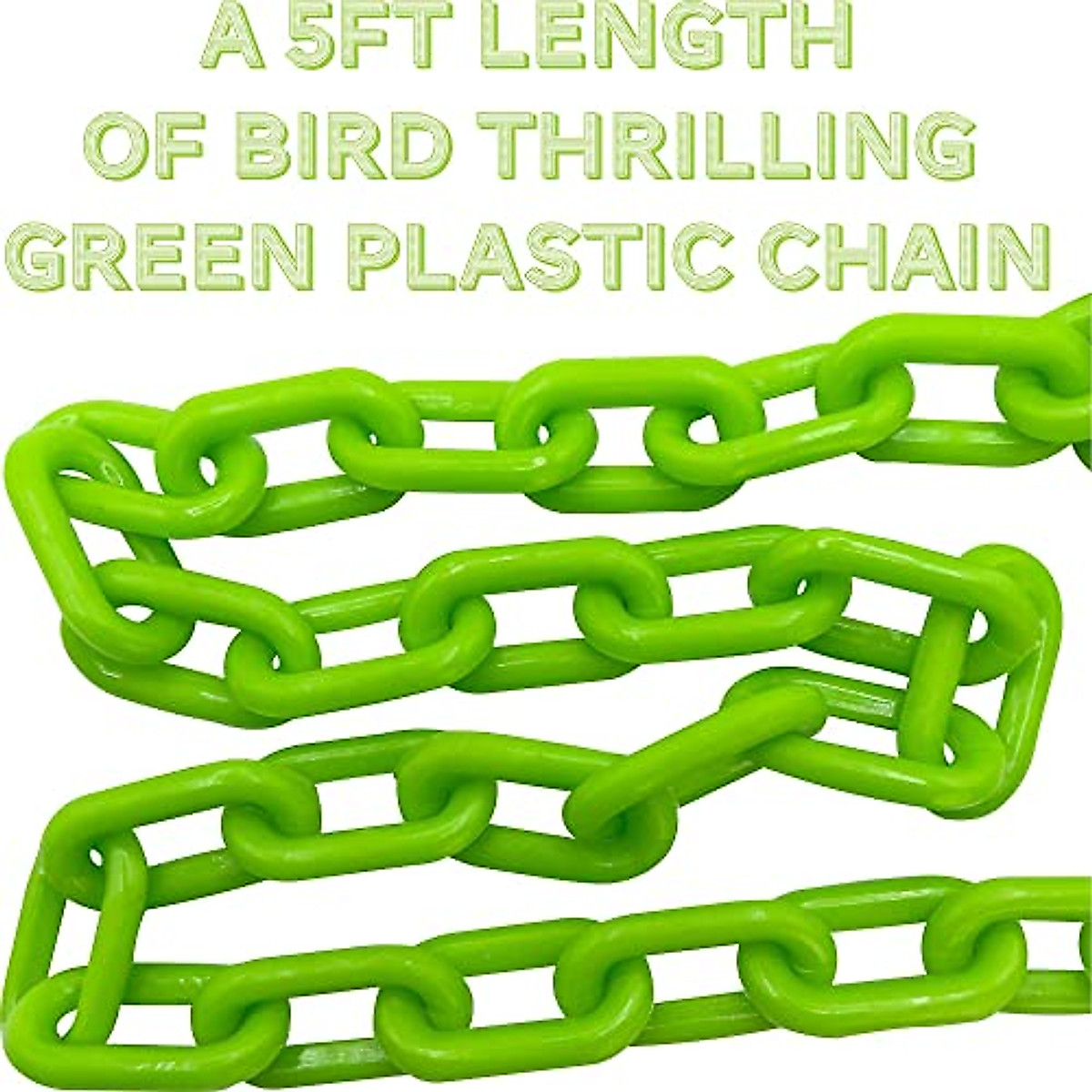 Mandarin Bird Toys by M&M 2001 5ft Medium Green Plastic Bird Toy Chain - A Long Length of Brightly Colored Plastic Pet Thrilling Chain, Lots of uses, Great for Med Sized Pets Conure Cockatiel Lovebird