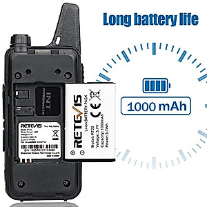 Retevis RT22 Walkie Talkies with Earpiece, Two Way Radios Long Range, Mini Walkie Talkie Rechargeable for Adults,Key Lock,VOX Handsfree, for Family Hunting Camping Hiking Skiing (4 Pack, Black)
