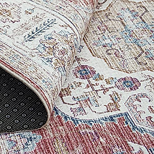 ReaLife Machine Washable Rug - Stain Resistant, Non-Shed - Eco-Friendly, Non-Slip, Family & Pet Friendly - Made from Premium Recycled Fibers - Persian Distressed - Clay, 2'6" x 8'