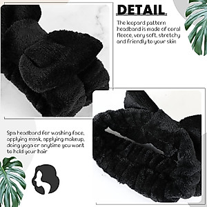 Hanaive 3 Pcs Face Wash Headband Wristband Set for Women Spa Bow Skincare Headband Soft Makeup Wrist Towel for Washing Face Hair Supplies(Black)