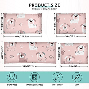 TSENQUE Pink Childish Dog Puppy Decorative Zippered Pillowcase Pillow Sham Standard Queen King Body Pillows Cute Bed Pillows Decoration for Bed Pillow, Queen Size, 20" x 30"