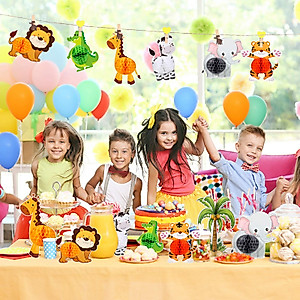 Blulu 27 Pieces Jungle Animals Cutouts Jungle Themed Party Decorations 3D Jungle Animals Cardboard Paper Cutouts for Classroom Bulletin Board Animals Theme Party Birthday Party Baby Shower