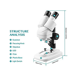 DLOETT 2 0X / 40x Stereo Microscope 45 ° Tiltted Eyepieces with Eyecup Top LED Vision PCB Saler Mobile Repair Tool