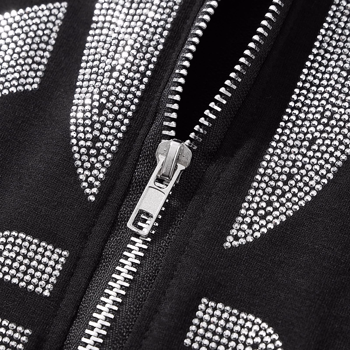 Kaipiclos Mens Womens Zip Up Hoodies Oversized Rhinestone Skeleton Hoodie Sweatshirt Jacket 90s Harajuku Halloween Streetwear