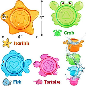 iPlay, iLearn Baby Bath Toys w/ Organizer, Water Squirting Octopus, Wind Up Swimming Turtle, Bathtub & Shower, Stacking Cups, Gift for 6, 9, 12, 18 Months 1, 2, 3 Years, Toddlers, Girls, Boys & Kids