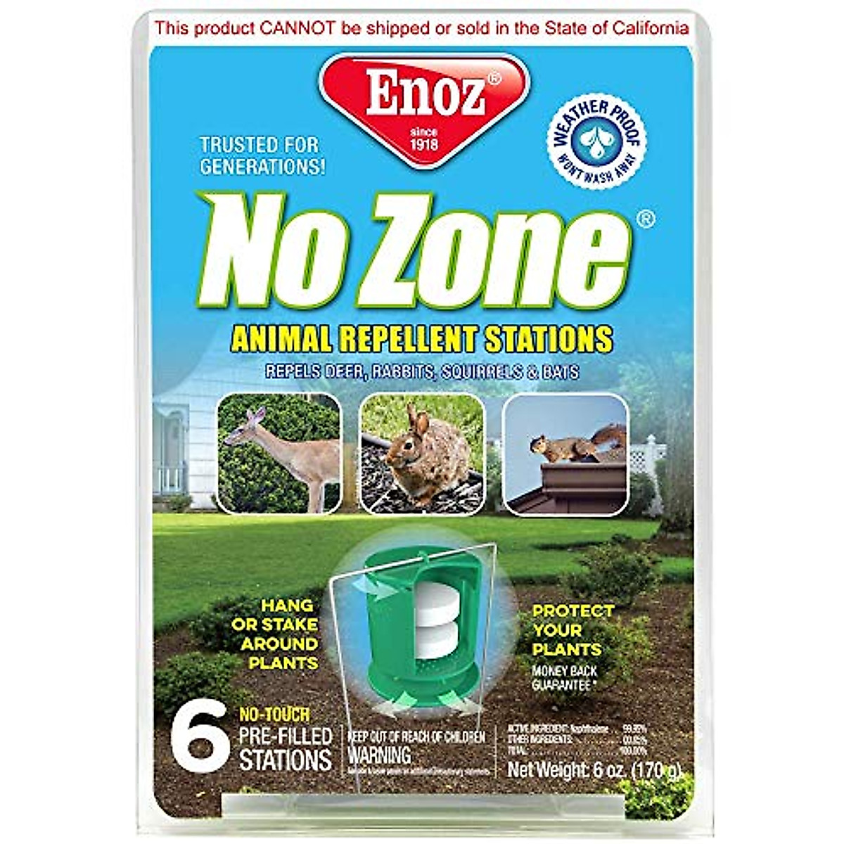 Enoz Zone Animal Repellent Stations 6 Count, 6 Oz, White