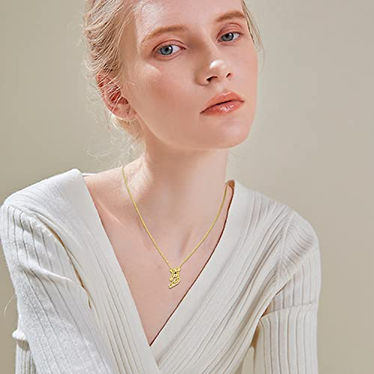 Starsinsky 14K Gold Celtic Knot Giraffe Necklace Pendant Birthday Jewelry Gifts for Women Girlfriend Girls Stocking Stuffers–16+2inch