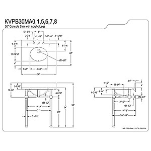 Kingston Brass Fauceture KVPB30MA7 Templeton Carrara Marble Bathroom Console Vanity with Acrylic Pedestal, Carrara Marble/Brushed Brass