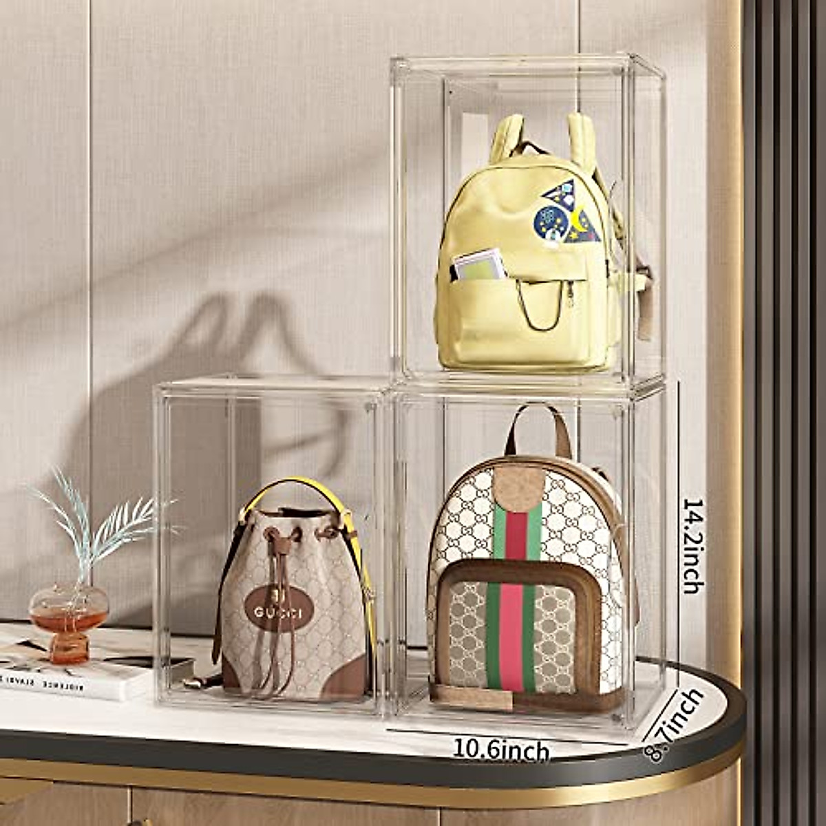 Clear Purse Storage Organizer - Stackable Acrylic Case for Handbags