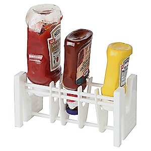 Home-X Upside Down Condiment Bottle Holder Rack, The Perfect Kitchen Top Organizer that Prevents Waste and Uses Every Last Drop of Your Favorite Condiments