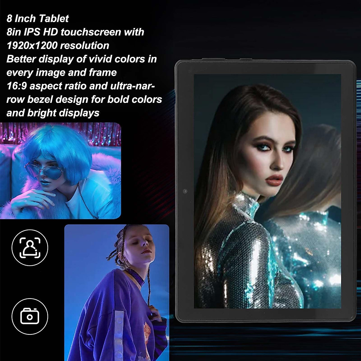 8 inch Tablet for Android 11, 6+128GB, 1920x1200 HD Screen, MT6753 8 Core, 4G LTE Calling Tablet, with BT Earbuds (Black)