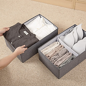 iwill CREATE PRO 2 PCS Drawer Organizer Cubes, Drawer Storage Baskets for Bedroom, Living Room, Shelves, Closet, Black Gray