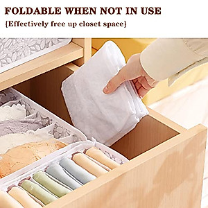 Wardrobe Clothes Organizer,Washwable 6/7/9/11/12 Grids Compartment Storage Box for Bra Underwear Jeans T-Shirt Leggings,Mesh Closet Drawer Organizer Clothes Drawer