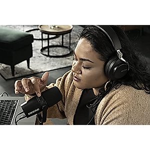 Shure MV7 USB Microphone with Tripod, for Podcasting, Recording, Streaming & Gaming, Built-in Headphone Output, All Metal USB/XLR Dynamic Mic, Voice-Isolating Technology, TeamSpeak Certified - Black