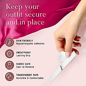 Busties Fabric Tape (100 Strips & 25 Dots) Avoid Fashion Mishaps with Body Tape, Fabric Tape Double Sided Dress Tape (Clothing Tape/Skin Tape)