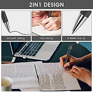 Cobee® Ballpoint Pen with Stylus Tip, 6 Pieces Retractable Ballpoint Pens, 1.0 mm Black Ink Soft Touch Responsive Click Metal Pens, 2 in 1 Stylus for Touch Screens, School Office Gift Supplies(Black)