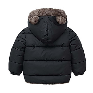 Jojobaby Baby Boys Girls Down Jacket, Cute Bear Ear Zipper Coat with Pocket Winter Warm Thick Hoodie Coat