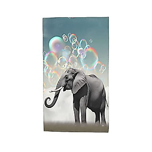 Mount Hour Elephant with Bubble Grey Hand Towels Funny Animals Face Towel Soft Guest Towel Portable Kitchen Tea Dish Towels Washcloths Bathroom Decor Housewarming Gifts 15.7" X 27.5"