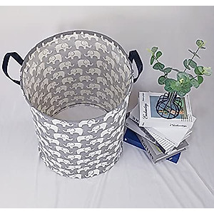 KUNRO Large Sized Storage Basket Waterproof Coating Organizer Bin Laundry Hamper for Nursery Clothes Toys (Elephant)