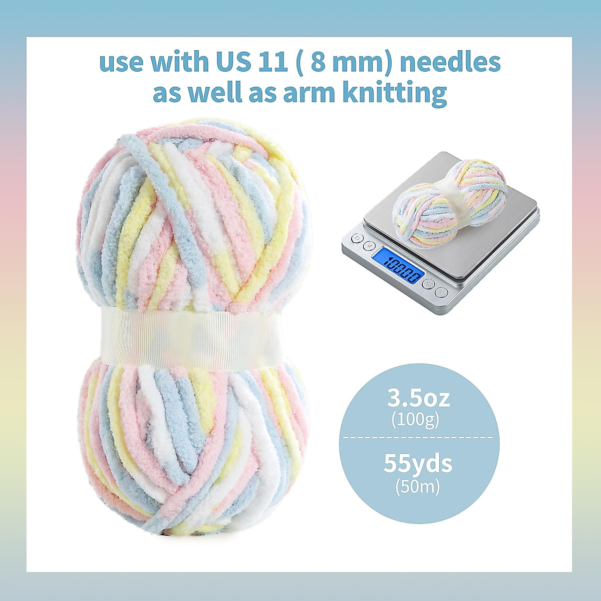 HOMBYS 6 Pack Velvet Baby Blanket Yarn for Crocheting, Super Bulky Tie Dyed Soft Chenille Rainbow Yarn for Knitting,Weaving DIY Craft,Toy Doll,Pink Multi Colored, 6 Skeins (55 yds,3.5 oz Each Skein)