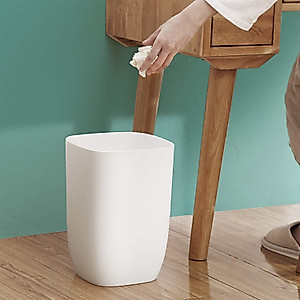 mingol Bathroom Trash Can, Small Garbage Can for Bedroom, Living Room, Kitchen, Slim Cute Plastic Waste Basket for Office, 7L, Matt White