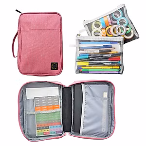 Journal Supplies Storage Case (Pink - Medium) - Custom Travel Organizer Holder for A5 Planner, Pens, Journal Supplies and Accessories (Case Only - Supplies Not Included)