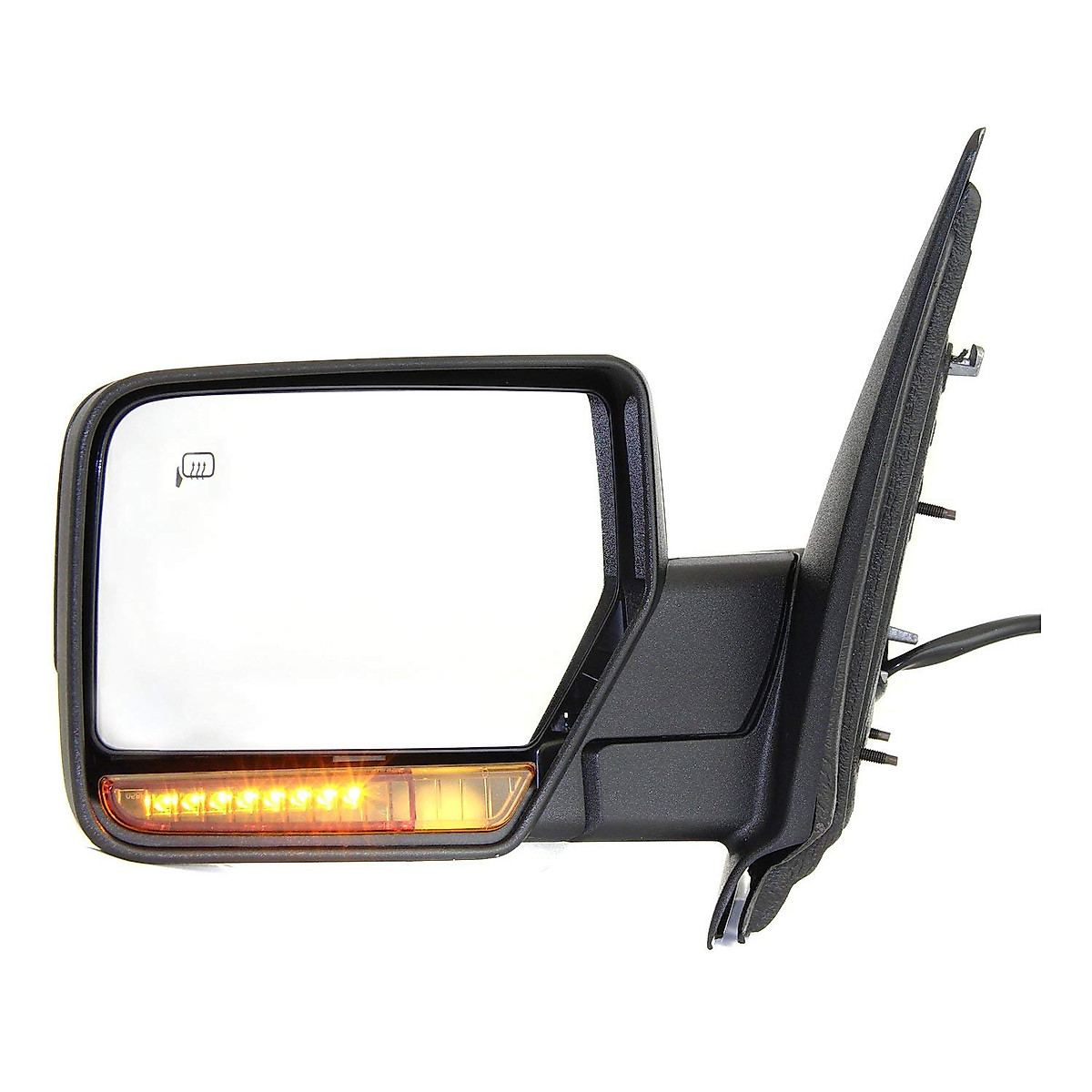 Kool Vue Mirror Set of 2 Compatible with 2007-2011 Ford Expedition Driver & Passenger Side In-housing Signal Light, Manual Folding, Heated, With memory, Textured Black, With Puddle Light, Power Glass