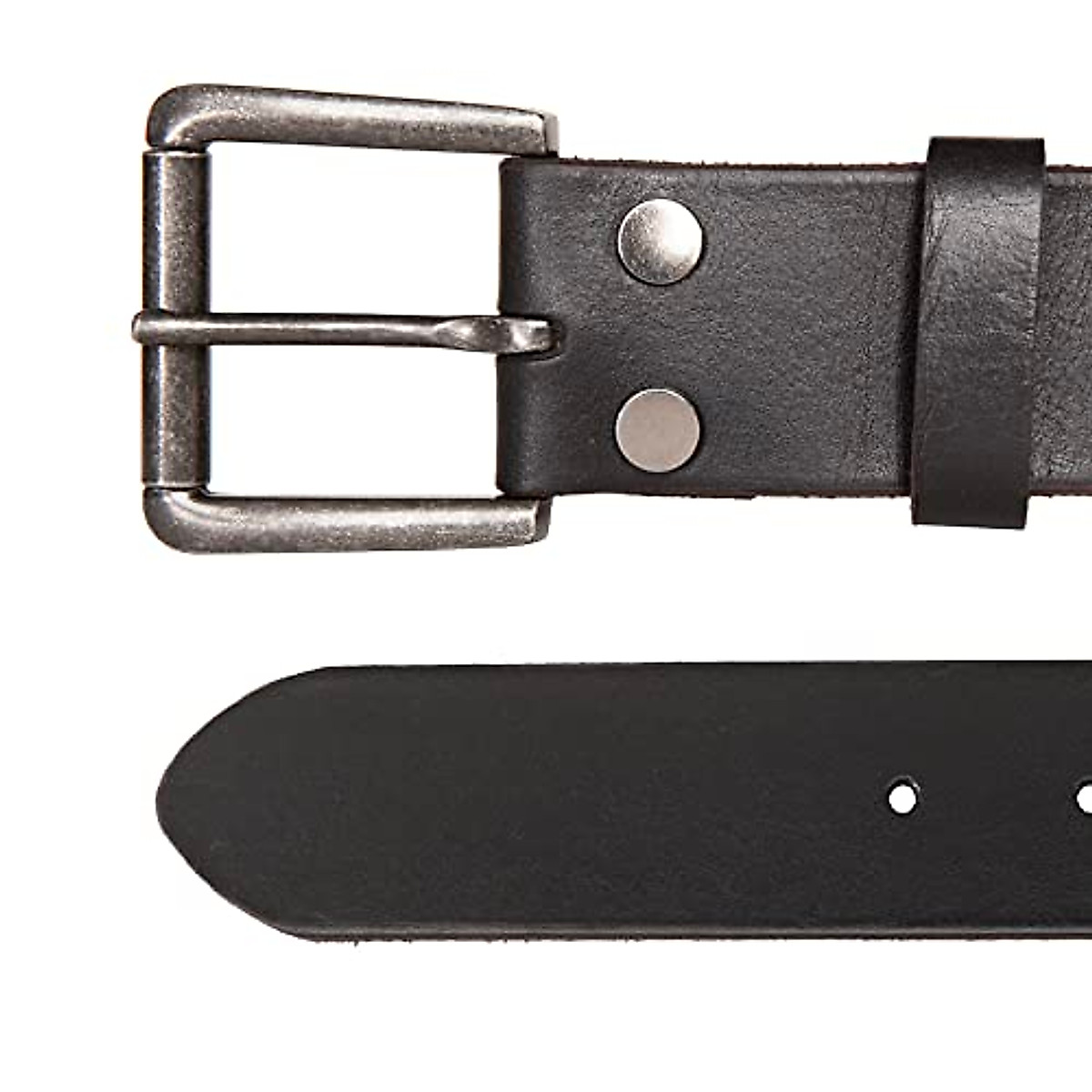 Lucky Brand Men Casual Leather Belt, Roller Buckle with Rivets-Black, 34