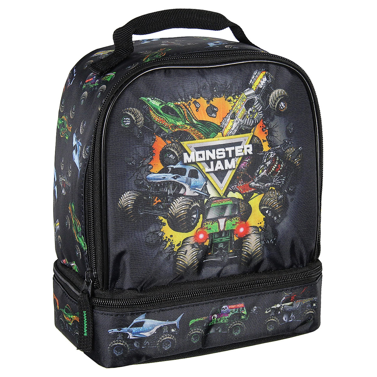 INTIMO Monster Jam Grave Digger Megalodon Pirate's Curse Dual Compartment Lunch Box Bag