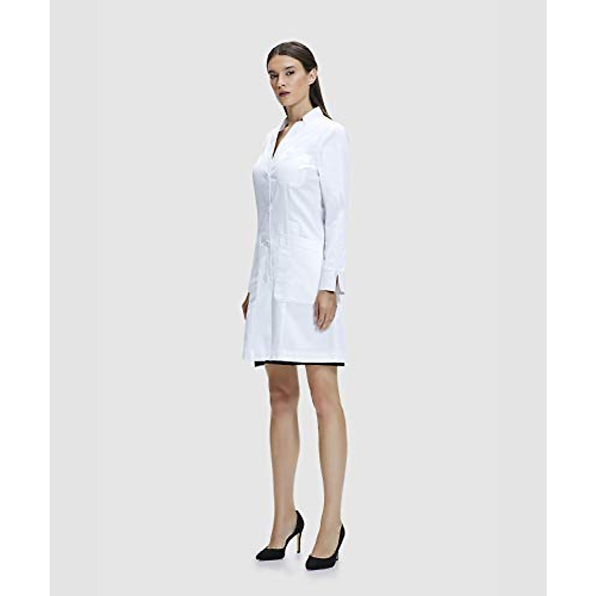 Dr. James Lab Coat Women, Tailored Fit, Fold Back Cuff, White, 35 inch Length (6)