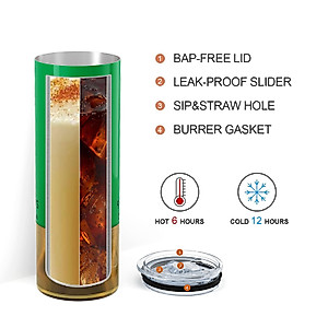 20oz Tumbler Gift for Men Shotgun Shell Style Insulated Skinny Tumblers Cup Coffee Mug with Lid Creativity Gift 20oz Reusable Stainless Steel Water Bottle for Hot & Cold Drinks Tea Cup