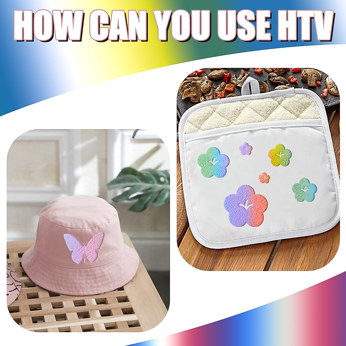 Puff Vinyl Heat Transfer 3D - Puff HTV Vinyl Gradient Colour 8 Sheets 12"x 10" Puff Heat Transfer Vinyl for T-Shirt Clothes Compatible with Cricut Air or Maker (Gradient Colour)